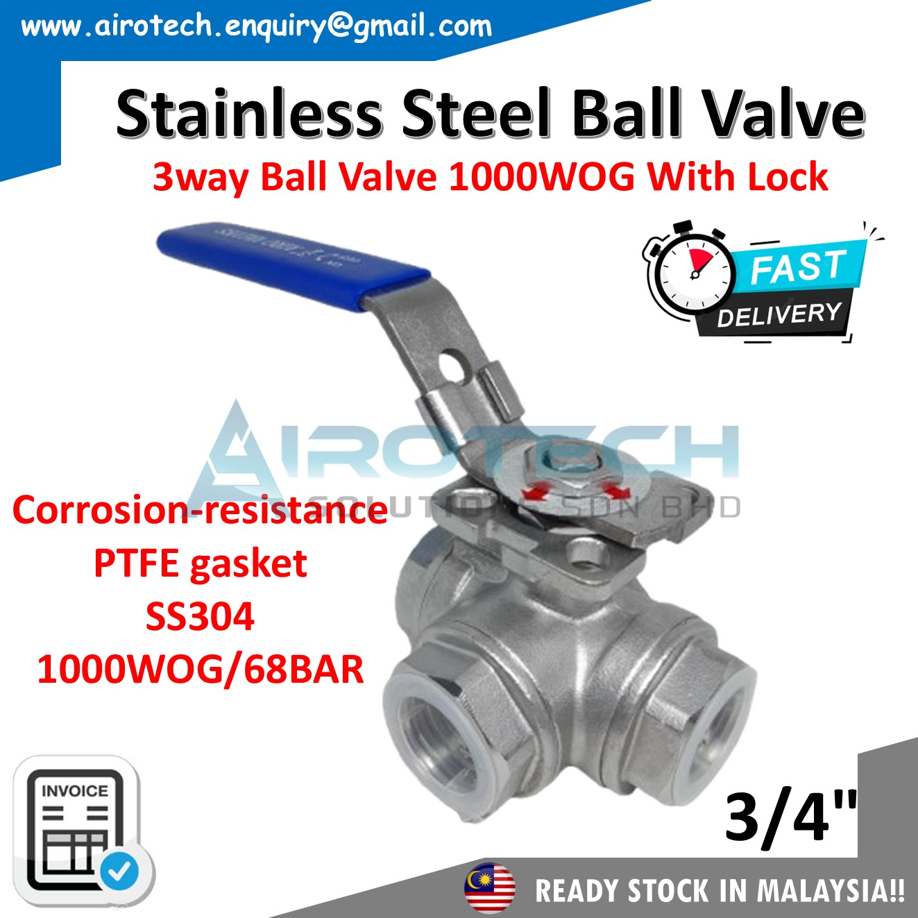 L Port 3way Ball Valve Stainless Steel SS304 3way Body Ball Valve ...