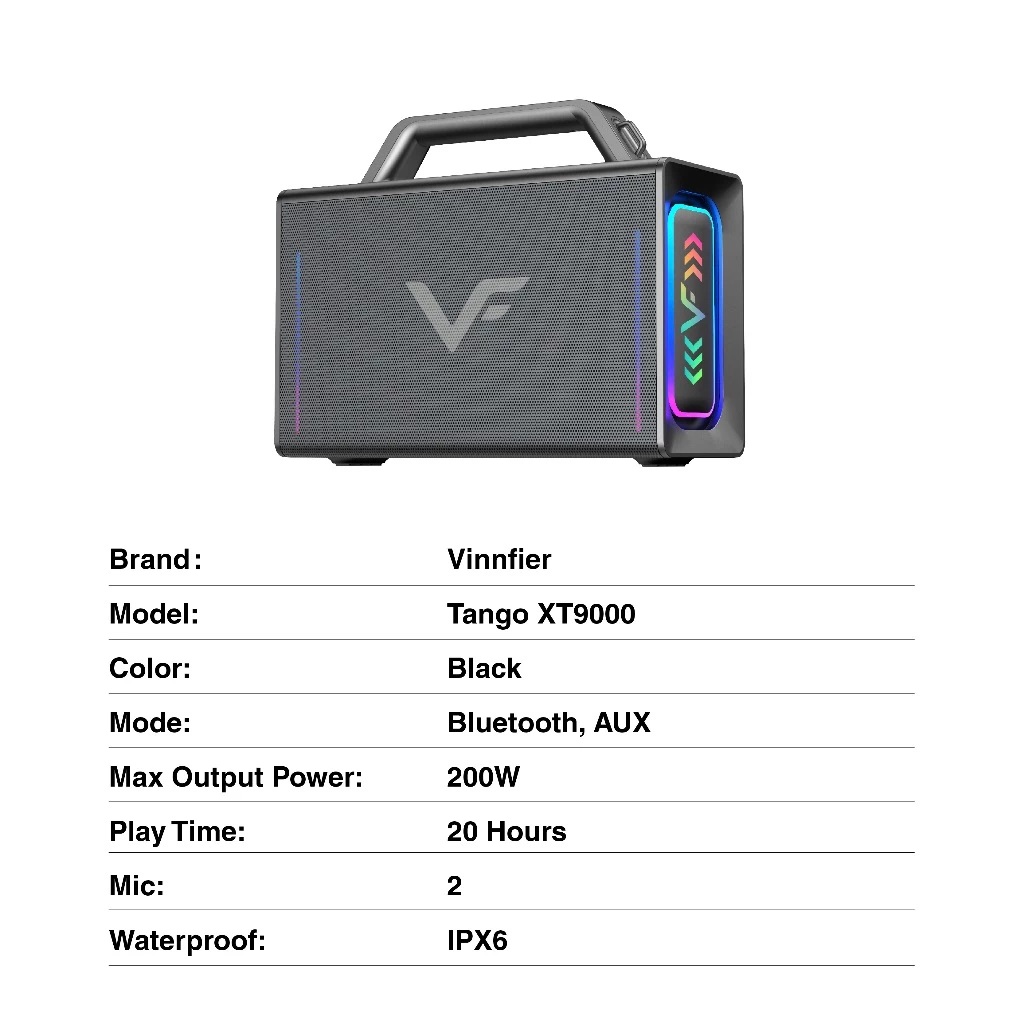 VINNFIER Tango XT9000 WMU Max Portable Karaoke Bluetooth Speaker With Mic (250W) | Shopee Malaysia