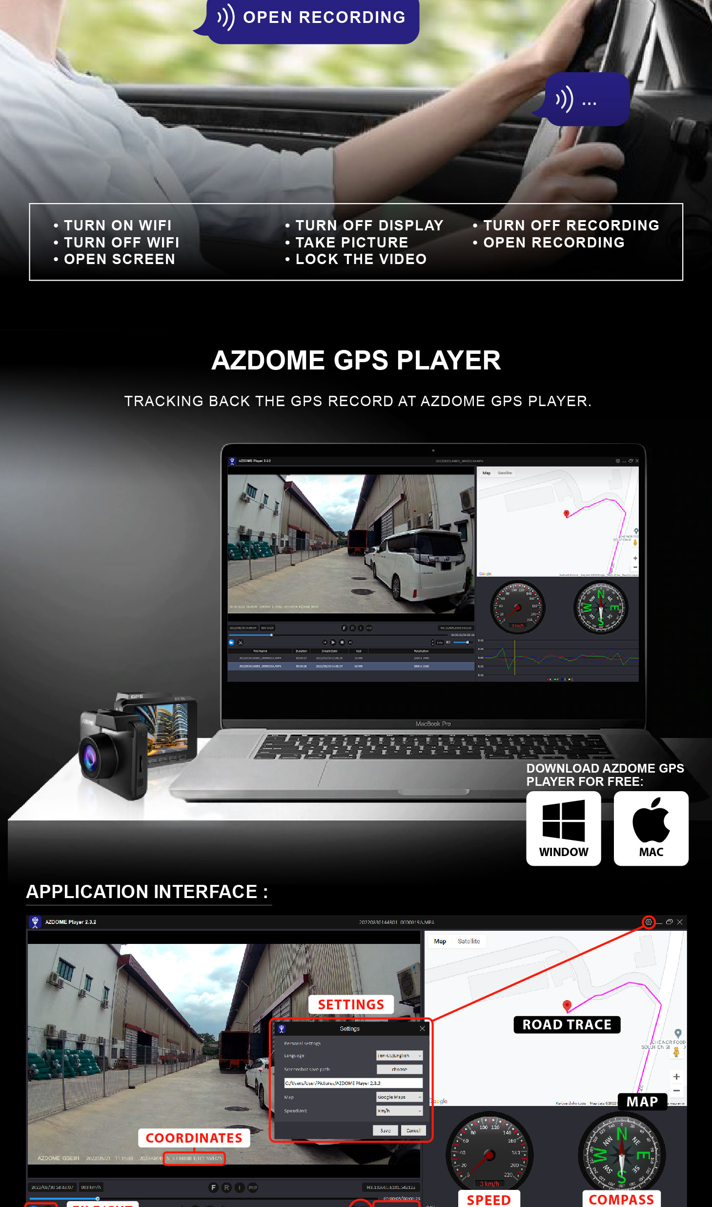 AZDOME GS63PRO 2160P/4K Ultra HD Dual Channel Front Dash Cam Night ...