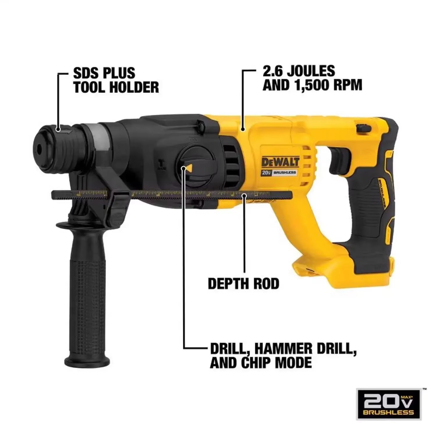 Dewalt 20V Max DCH133 Brushless Cordless SDS PLUS D-Handle Rotary ...