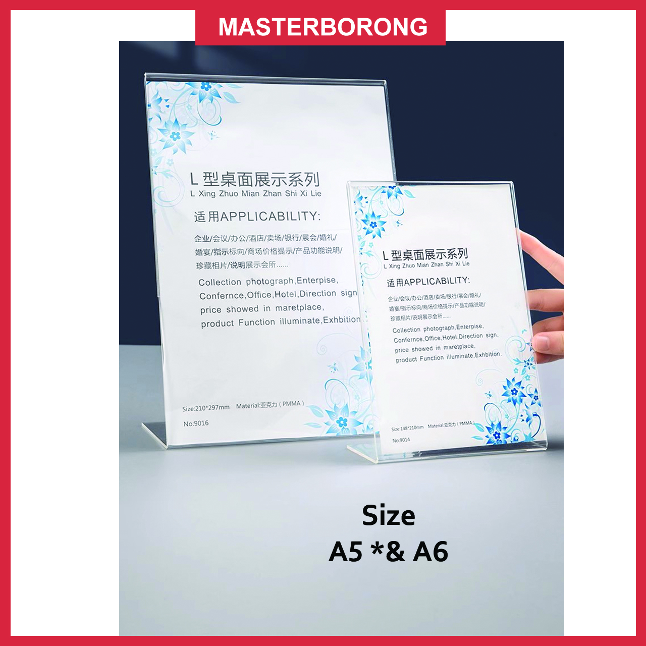 L Shape Acrylic Stand A4 A5 A6 Size Display Stand Transparent Holder ...