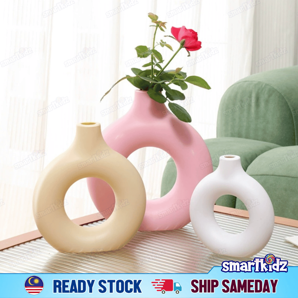 [1Box] Premium Round Vase Nordic | Doughnut Series Round Vase | Modern ...