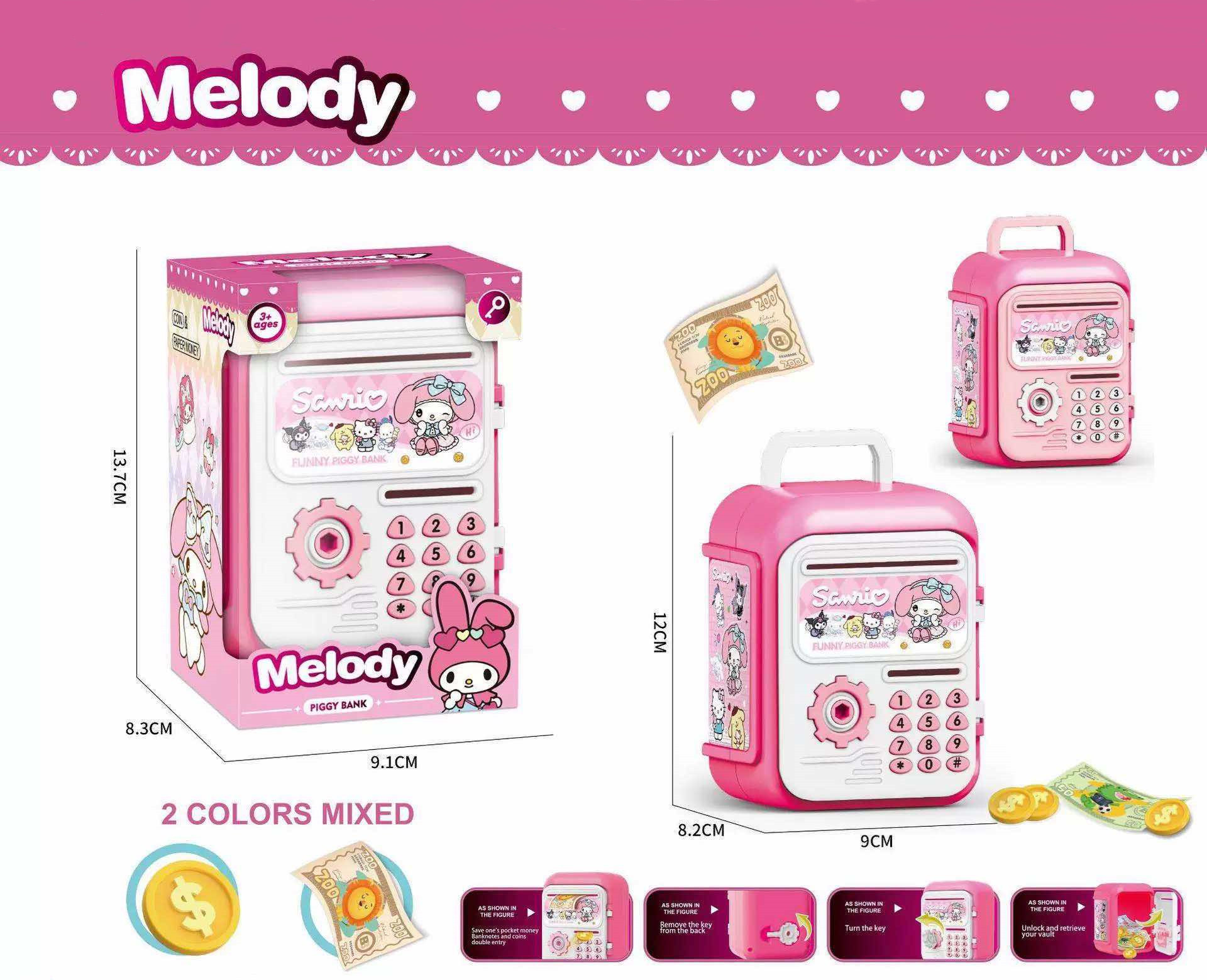 Key Lock Mini Coin Bank The Monster Saving Box Kuromi Melody Tabung ...