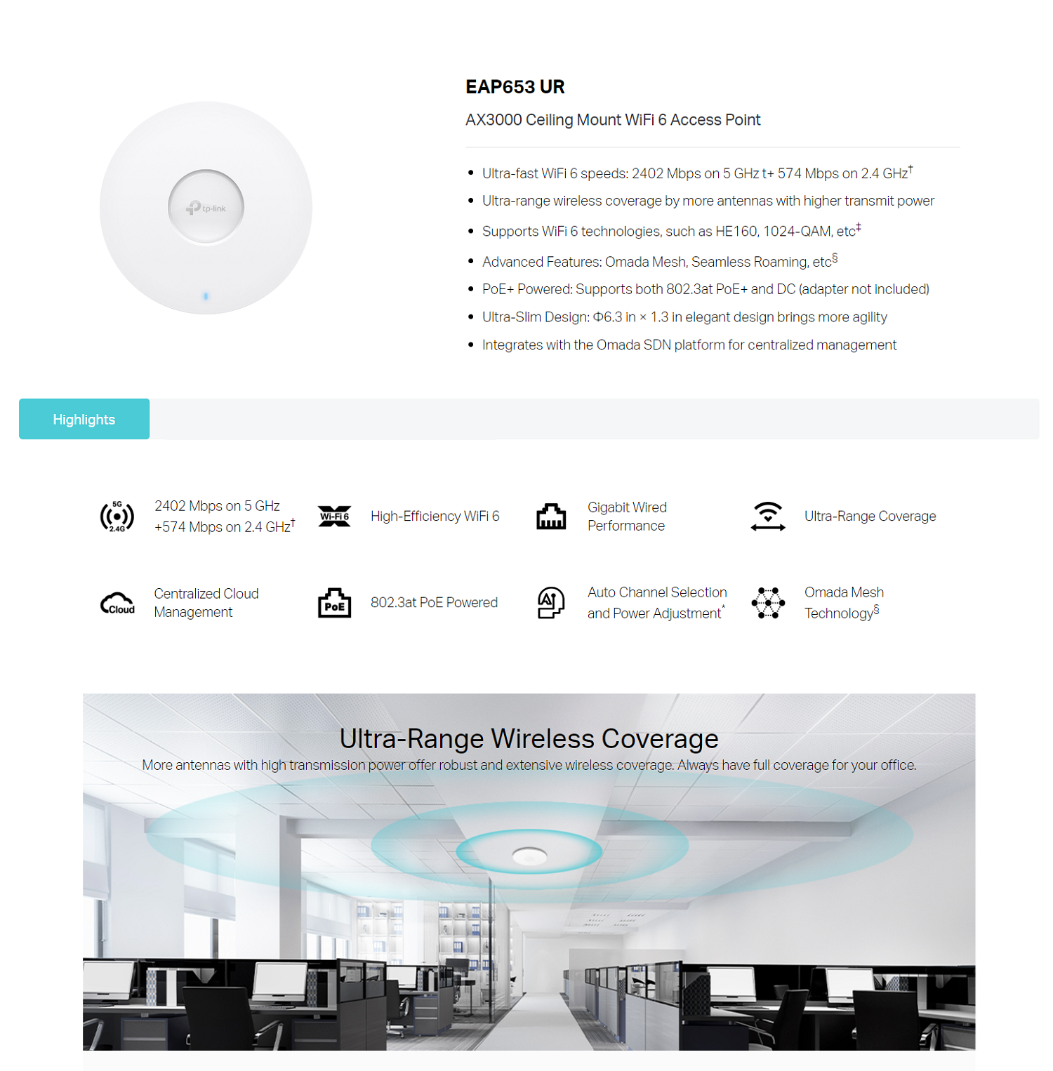 TP-LINK EAP653 UR AX3000 / EAP683 UR AX6000 CEILING MOUNT WI-FI 6 ...