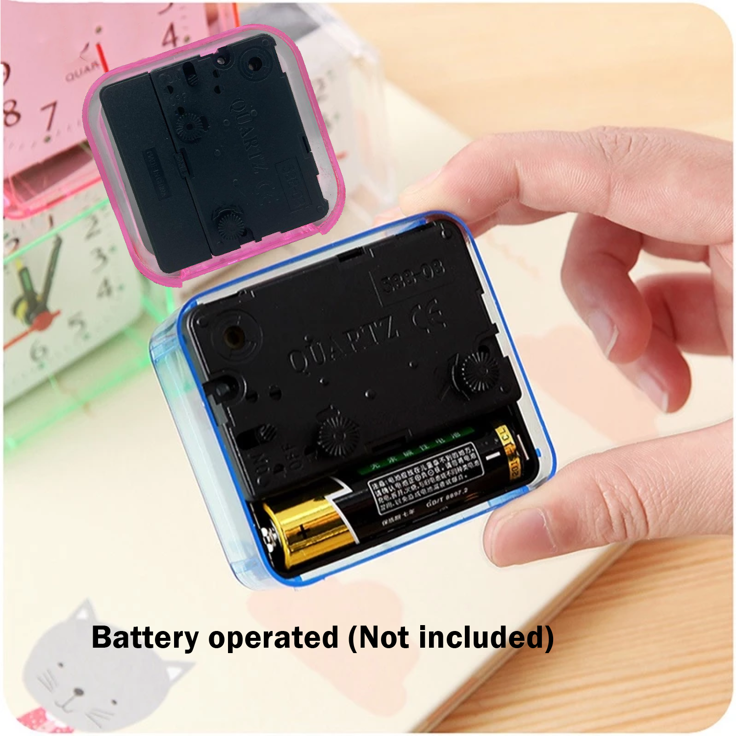Alarm Clock Square Portable Plastic Table Clock Battery Operated Bed ...