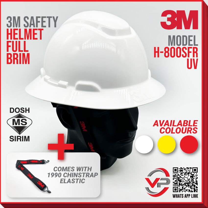 3M™ SECURE FIT™ FULL BRIM HARD HAT H-800SFR-UV SAFETY HELMET YELLOW/RED ...