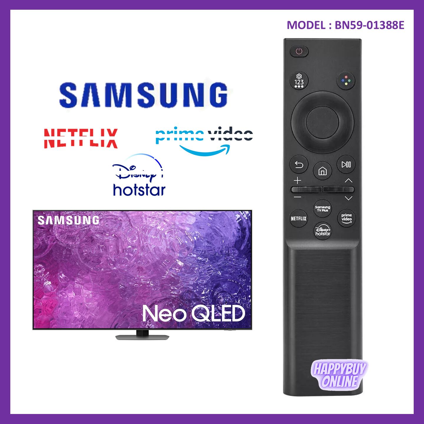 SAMSUNG NEO QLED Smart TV Remote Control BN59-01388E Netflix Smart TV ...