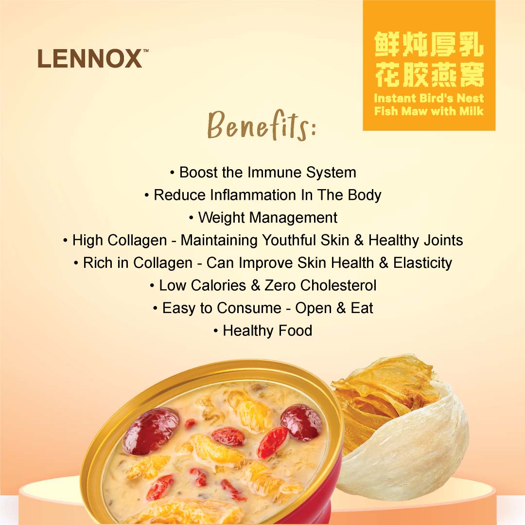 (Wealthy 2025) Lennox Instant Bird's Nest Fish Maw with Milk 165g x 6 ...