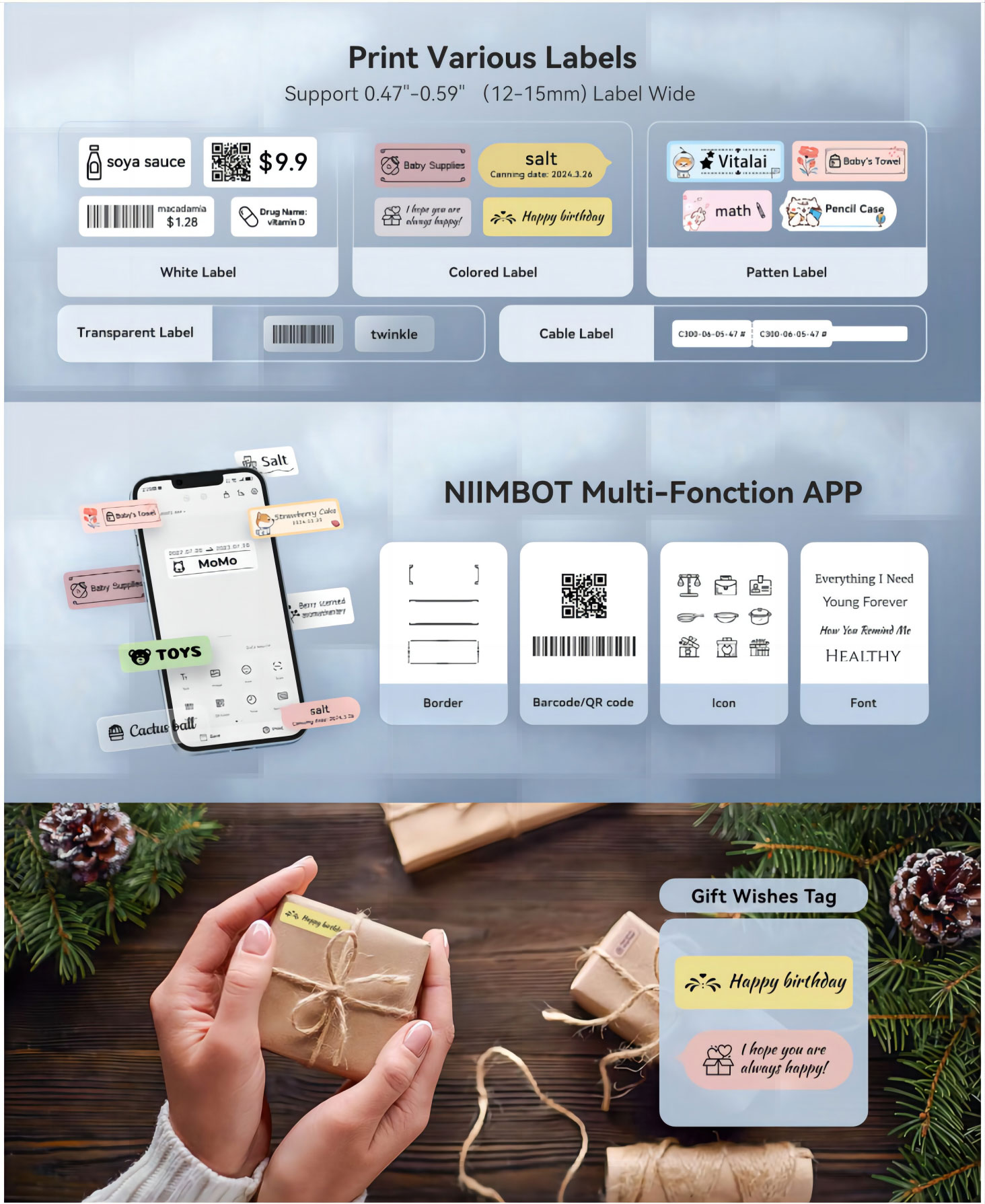 NIIMBOT D11_H/D110 Label Printer Handheld Portable Bluetooth Mini Small ...