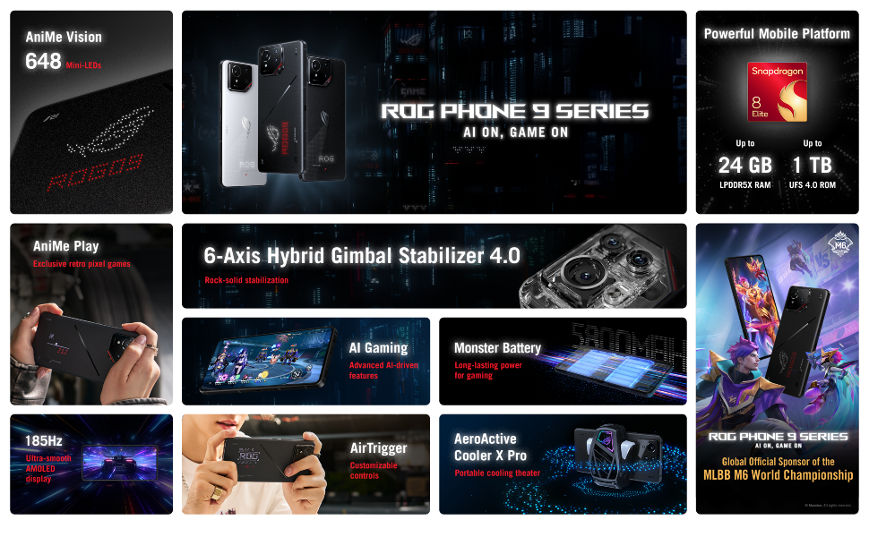 ASUS ROG Phone 9 Pro (16GB RAM + 512GB ROM) | Pro Edition (24GB RAM + 1TB ROM) 5G Gaming ...