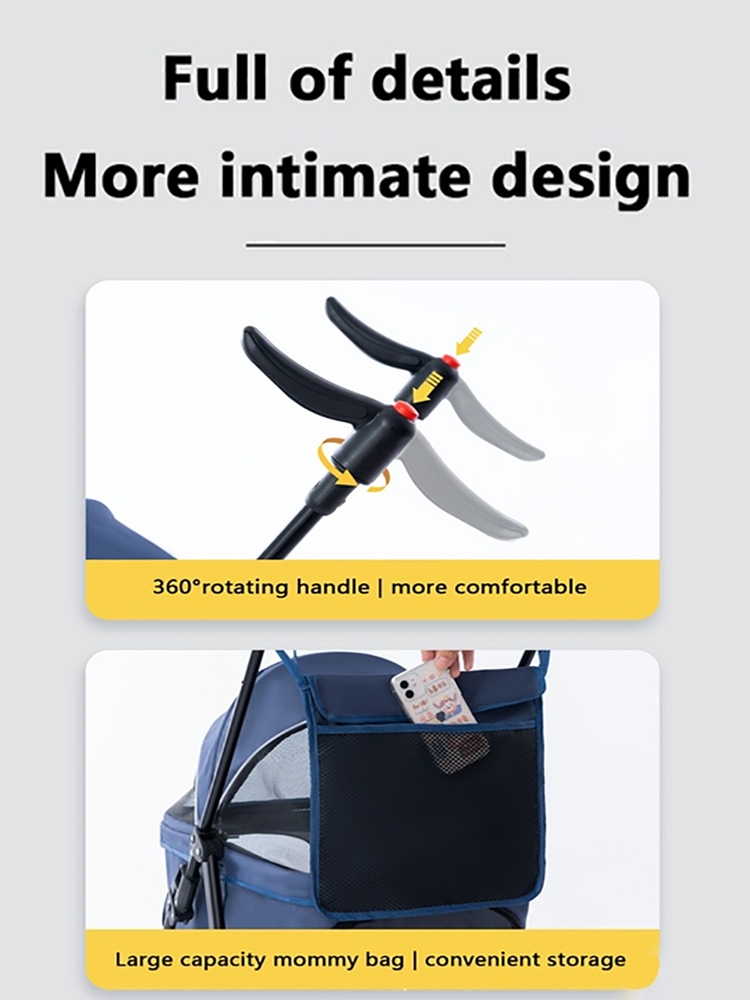 2in1 Detachable Pet Stroller Pet Trolley Pet Strollers 360 Degree ...