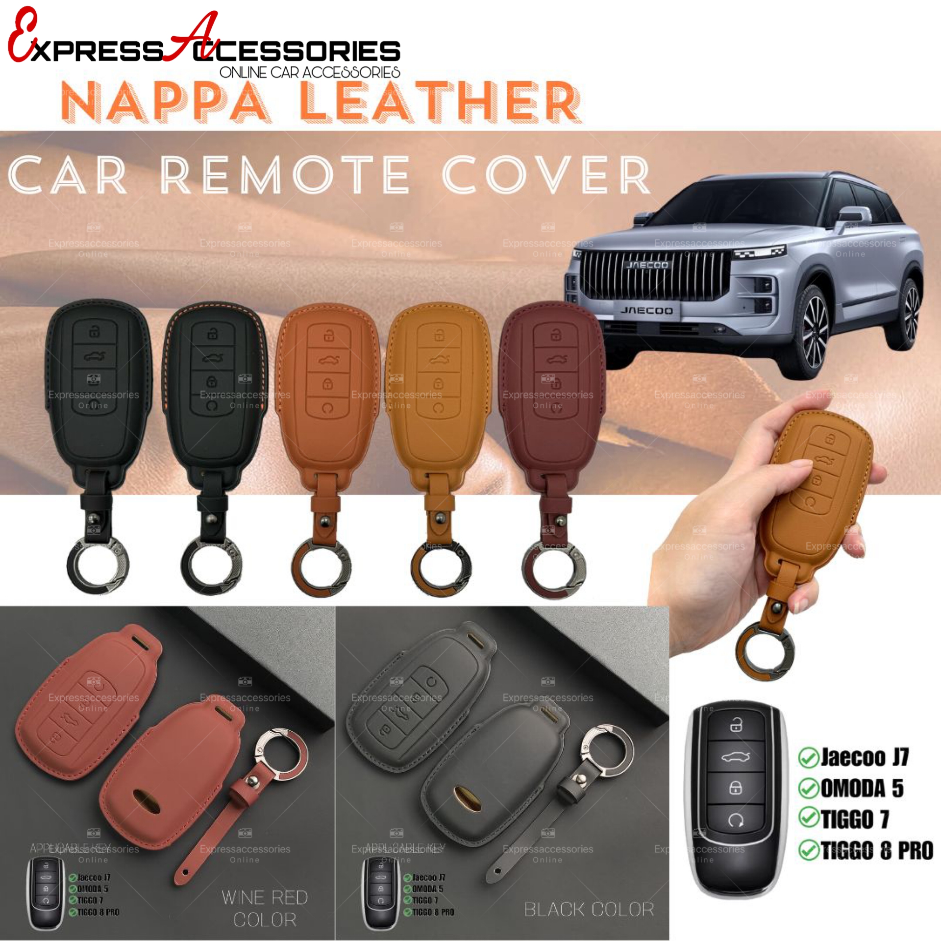 (NAPPA LEATHER) JAECOO J7 OMODA 5 TIGGO 7 TIGGO 8 PRO Car Remote Key ...