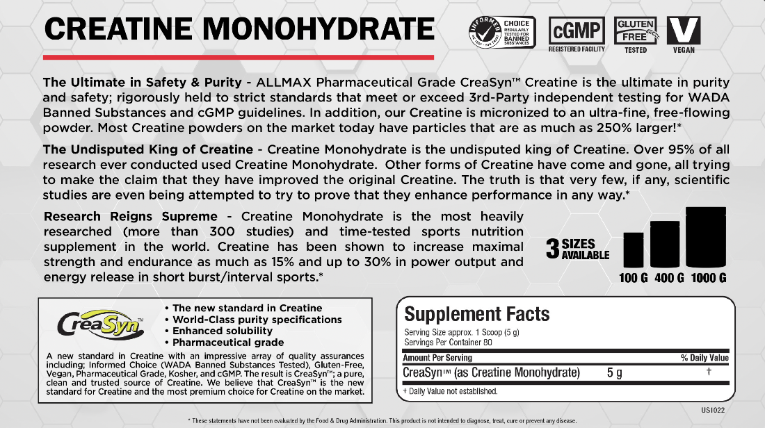 All Max Nutrition Pure Creatine Kreatin High Quality Supplement (1kg ...