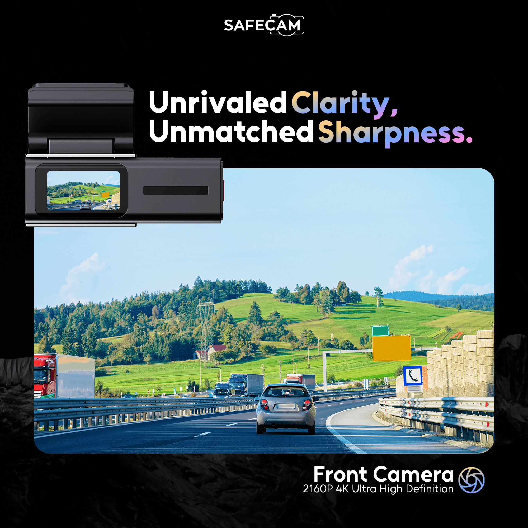 SAFECAM X500 4K Compact Dashcam WIFI Dual-Channel Dashcam 2160P Front ...