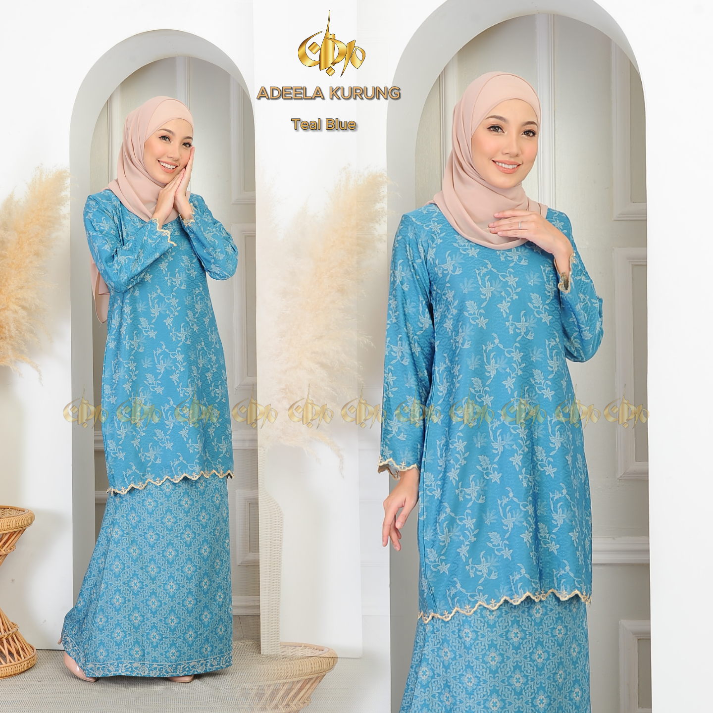 Baju Kurung Adeela Matching Dobby Sutera Sulam raya 2025 MC178 | Shopee Malaysia