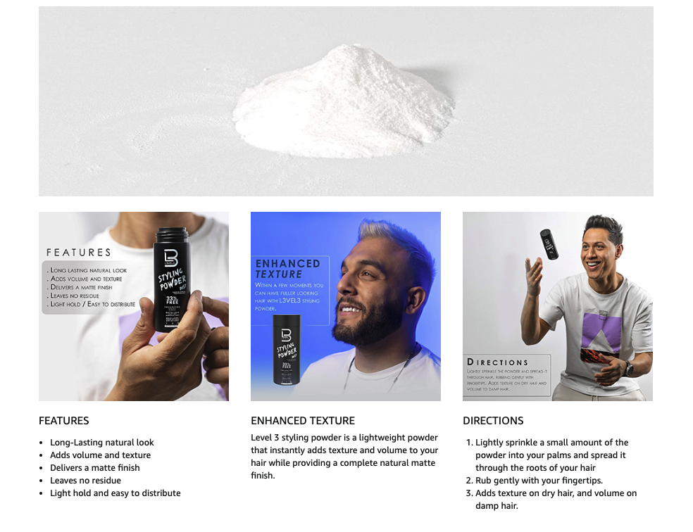 Authentic* L3 Level 3 Styling Powder - Natural Look Mens Powder - Easy ...