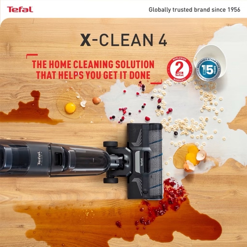 Tefal X-Clean 4 Wet & Dry Cordless Vacuum Cleaner GF5035 (Timesaving 2 ...