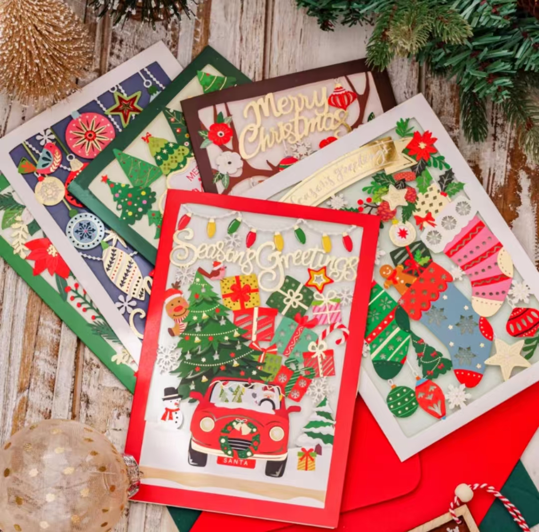 Kad Krismas 圣诞贺卡祝福卡镂空造型卡片 Greeting Card Christmas Card Wishes Card ...