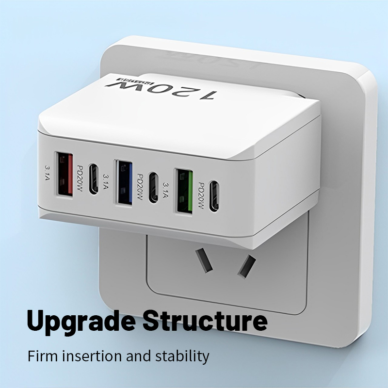 🔥6Ports 120W Fast Charger Super Fast Charger Type C Quick Charge 3.0 ...