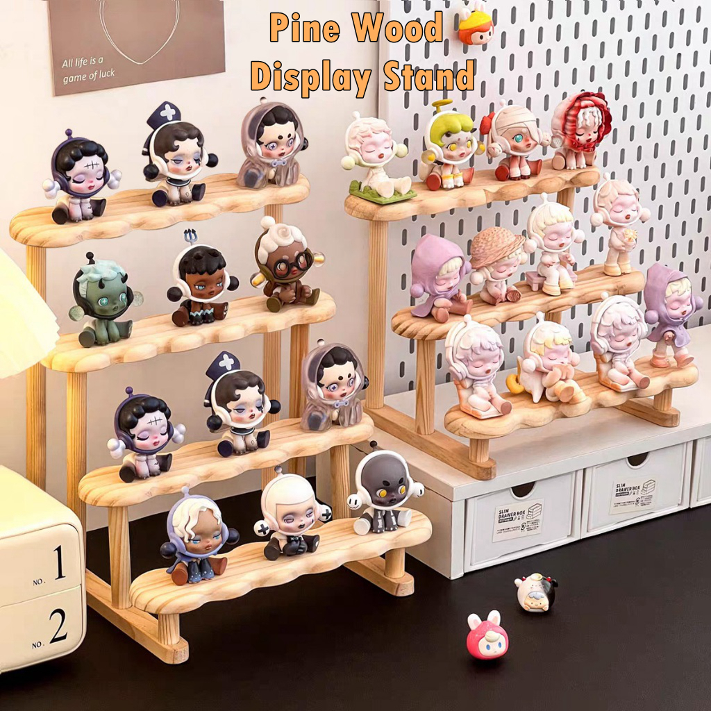 【MY】Wooden Display Riser Shelf Desktop Organizer Rack Wood Ladder Rack ...