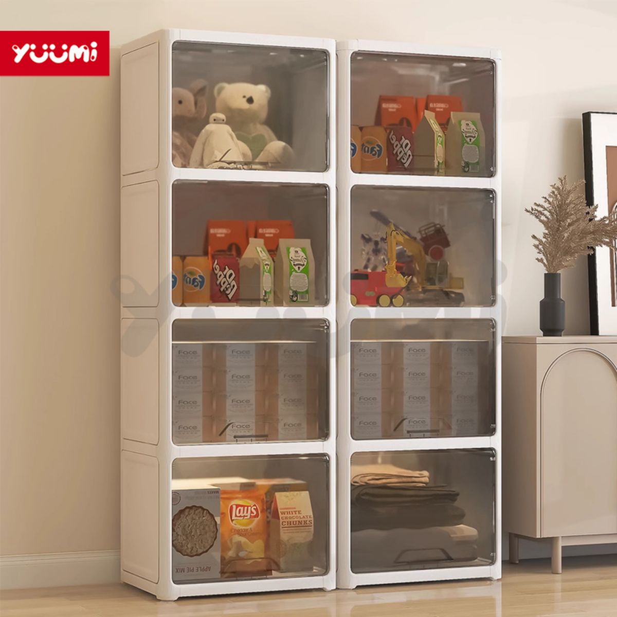 Yuumi New Large Space Transparency Almari Baju Plastik Cabinet Storage ...