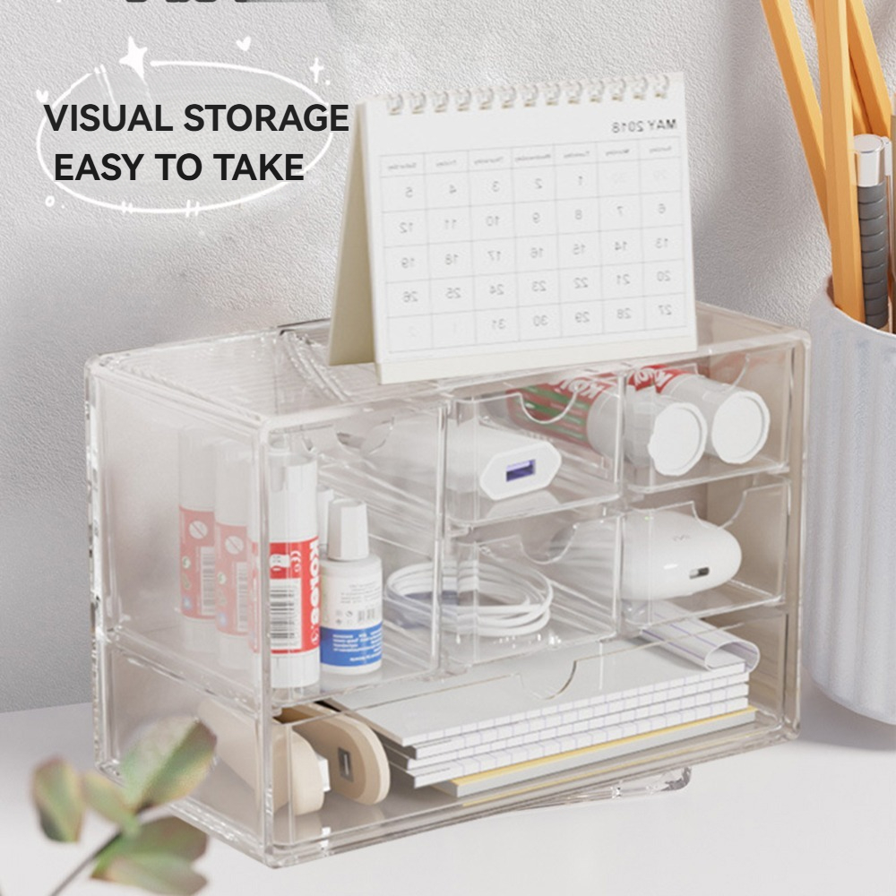 Creative Transparent Desktop Organizer Box Stationery Cosmetic Bracelet ...