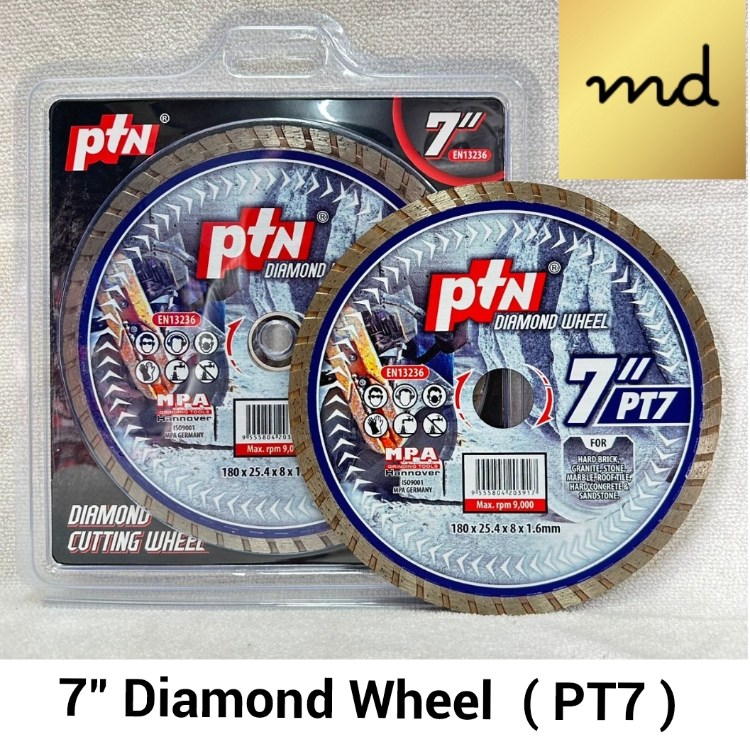 PTN 7" Diamond Wheel Diamond Disc for Cutting Hard Brick, Granite ...