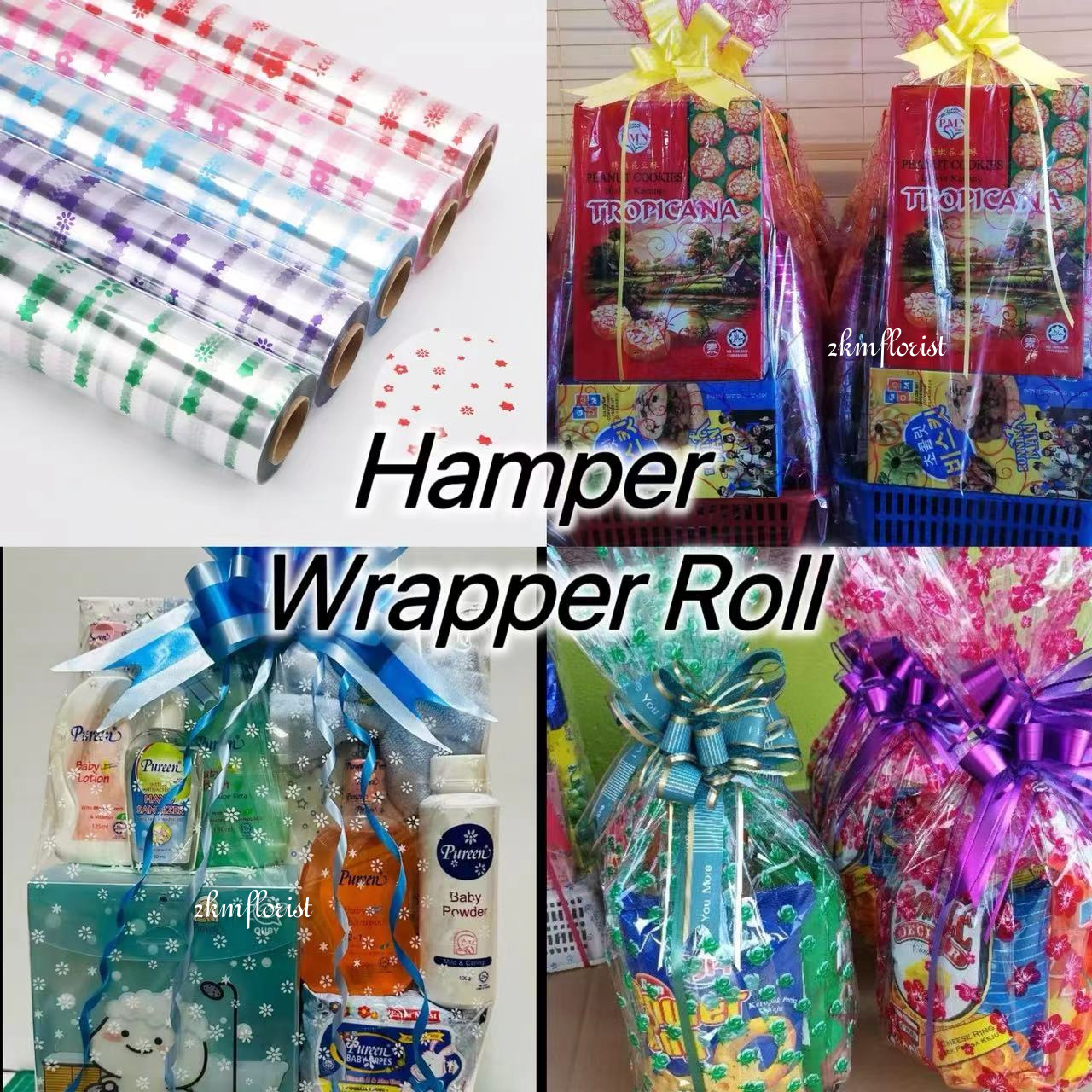 (50METER) HAMPER Wrapping Waterproof Flower Paper Gift Wrapper Birthday ...
