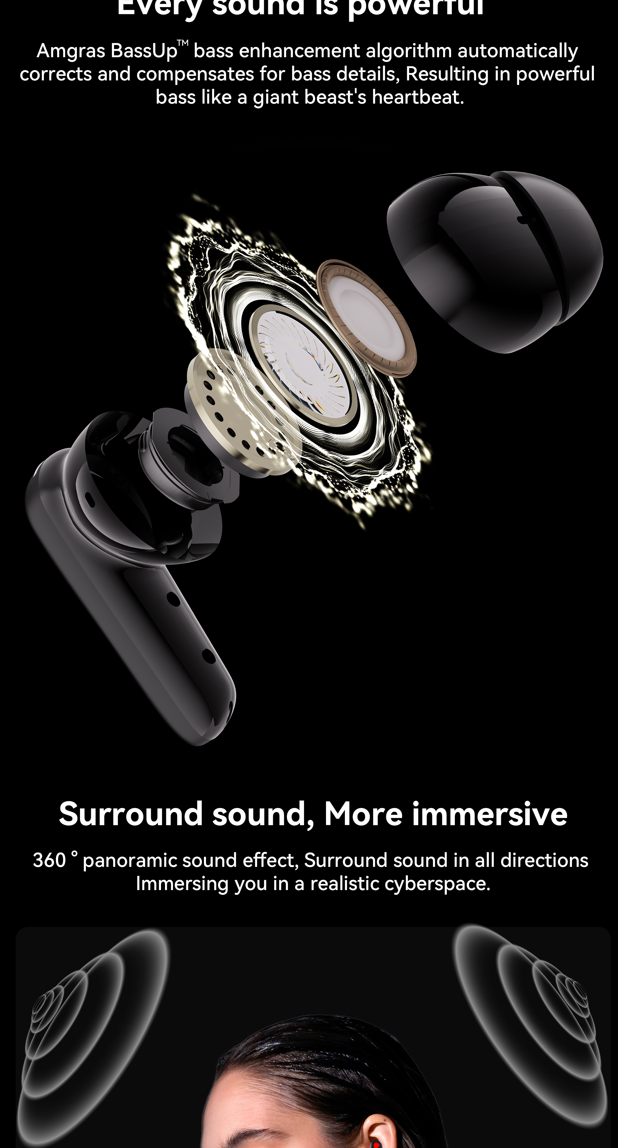 Amgras XNew Buds Gaming earphone bluetooth earbud Low latency 6Mic ENC ...