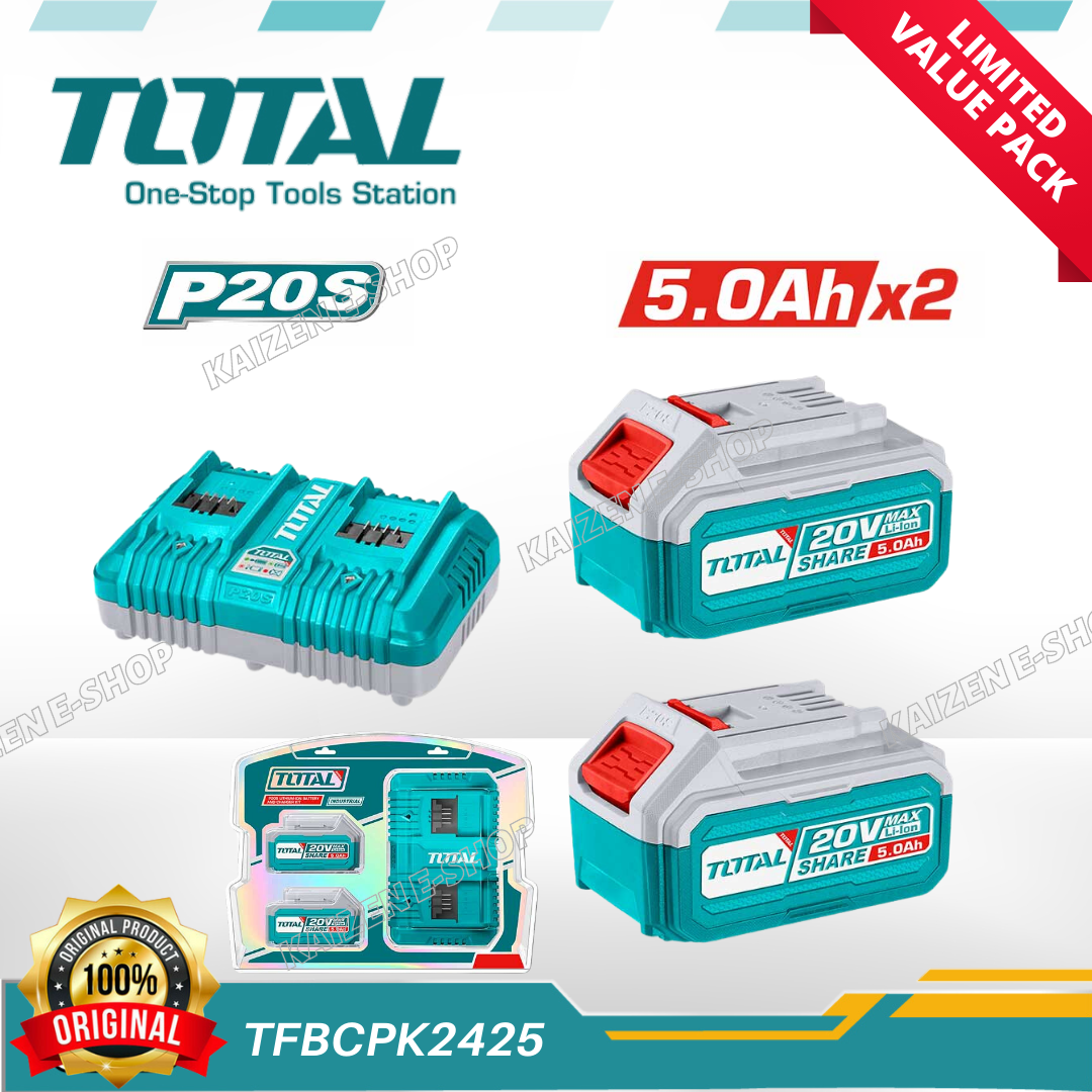 TOTAL P20s 20V Li-Ion Battery & Charger Kit Combo Set ( TOSLI230701 ...