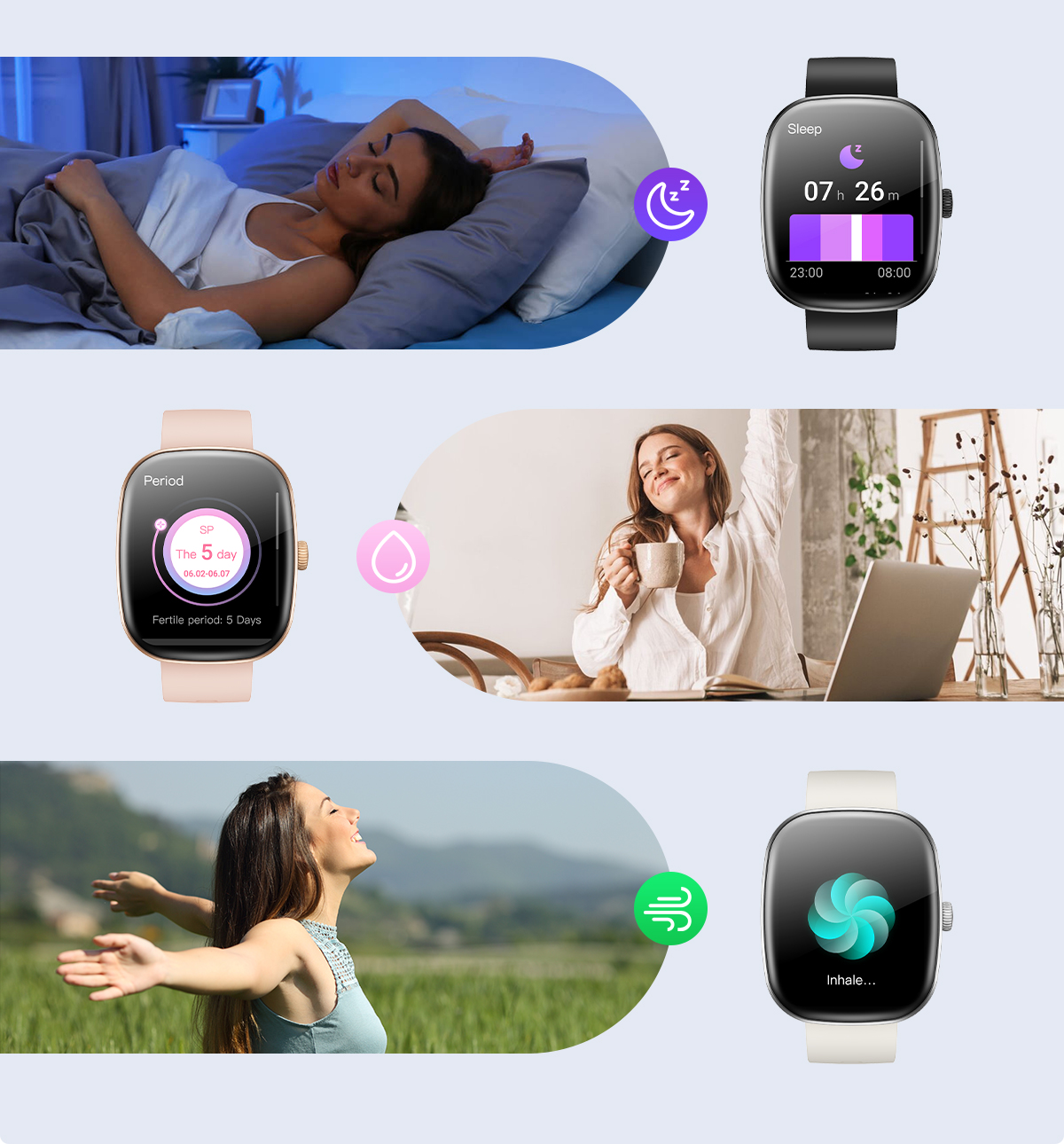 Aolon&Huafit S7 Smart Watch 1.85"HD Full Touch Screen Bluetooth WA Call ...