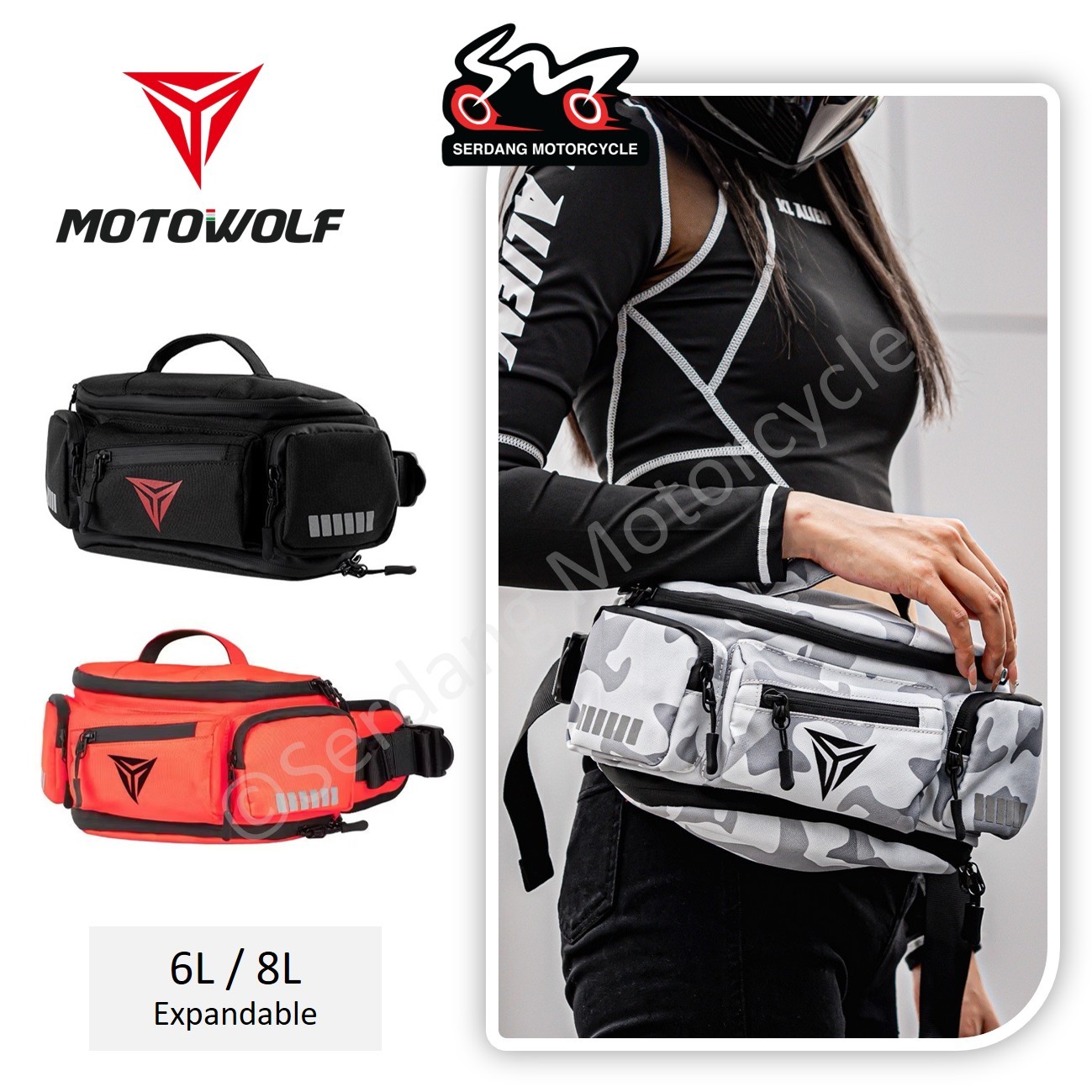MOTOWOLF MDL0721B Water Resistant Waist Pouch Hip Bag Beg Pinggang Bahu ...