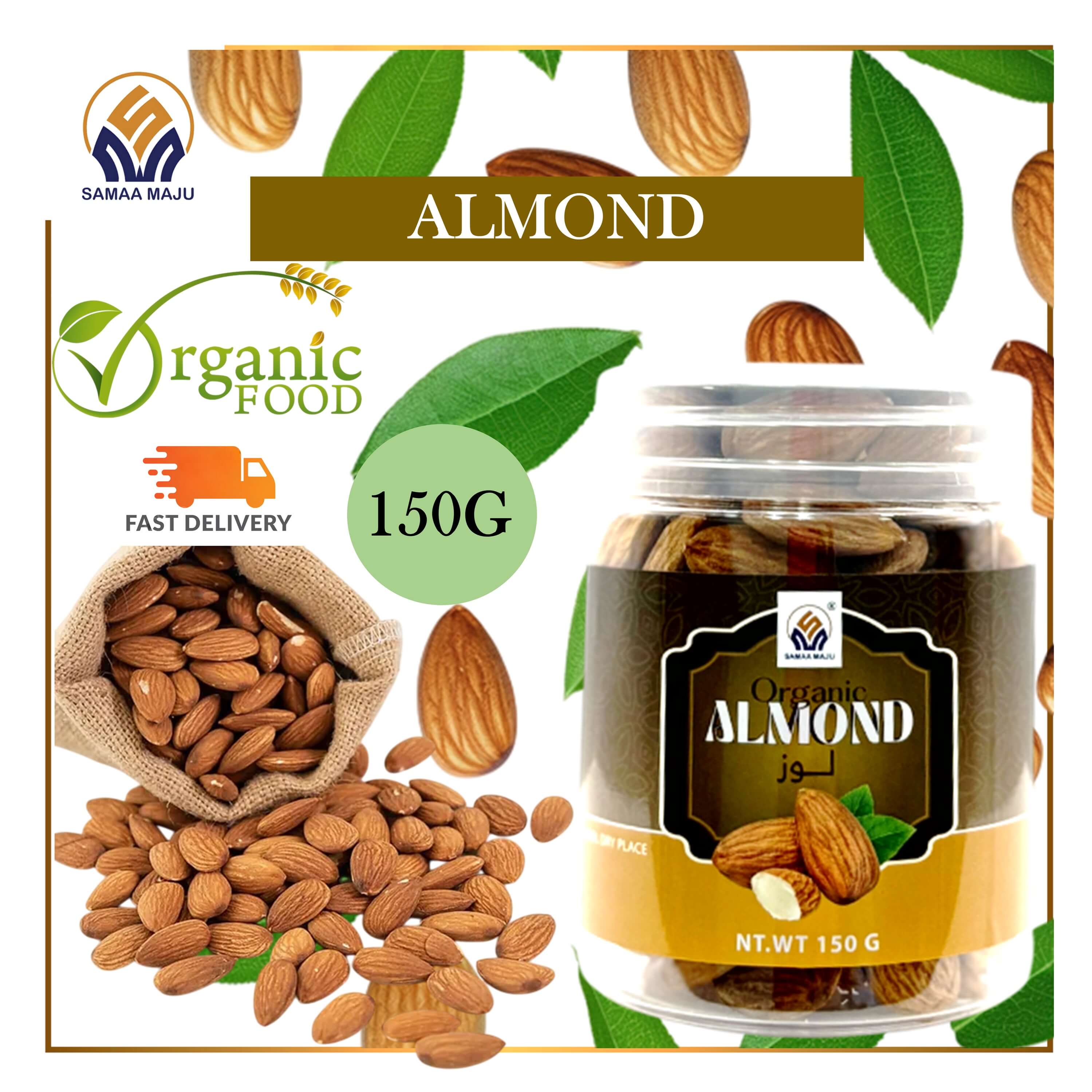 FYZ Herbs USA RAW - Not Roasted Almond Nut / Kacang Badam 1KG [Bulk Pack] 美国生杏仁果袋装 Orignal ...