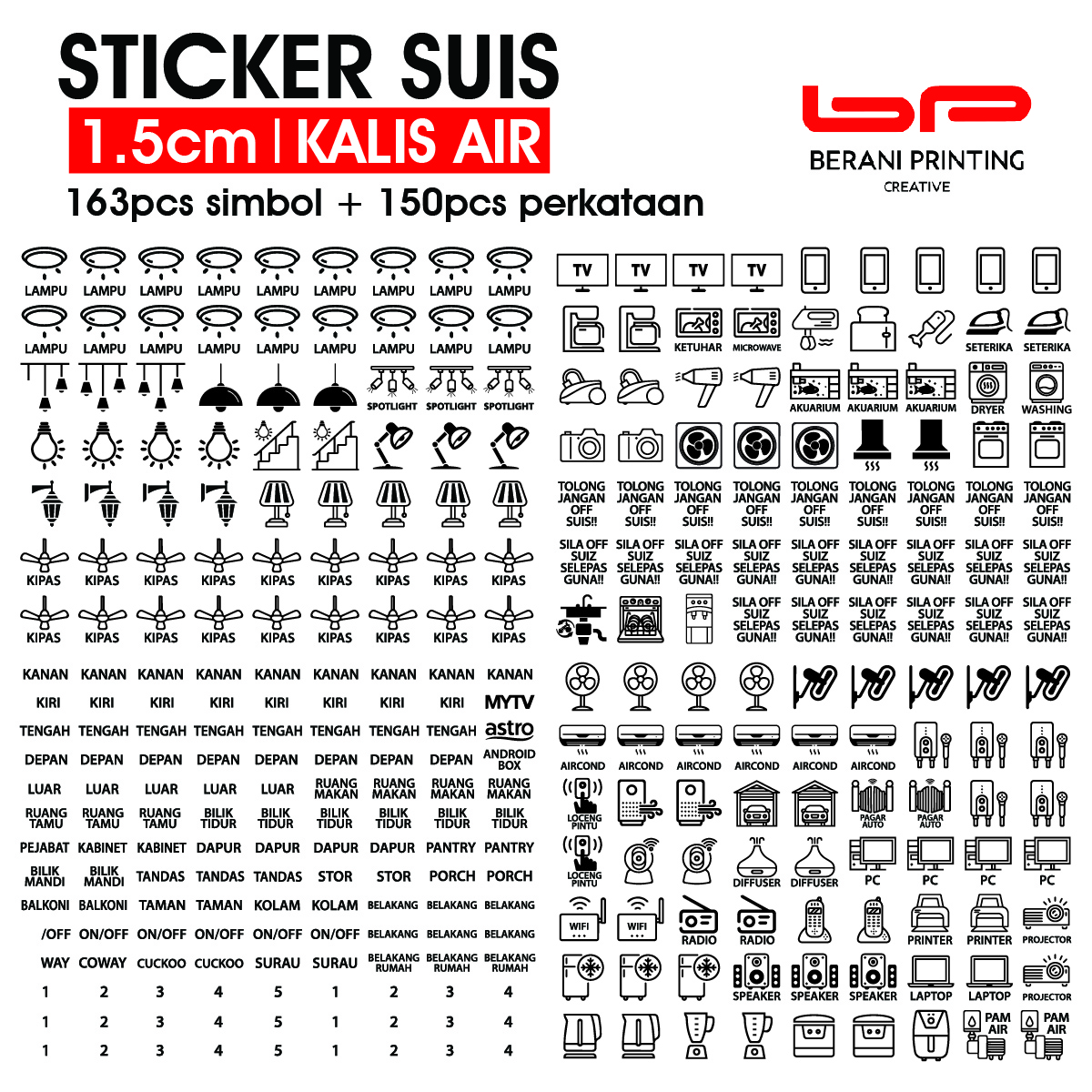 Sticker Label Switch Plug / Socket Symbol & Word for Whole House ...