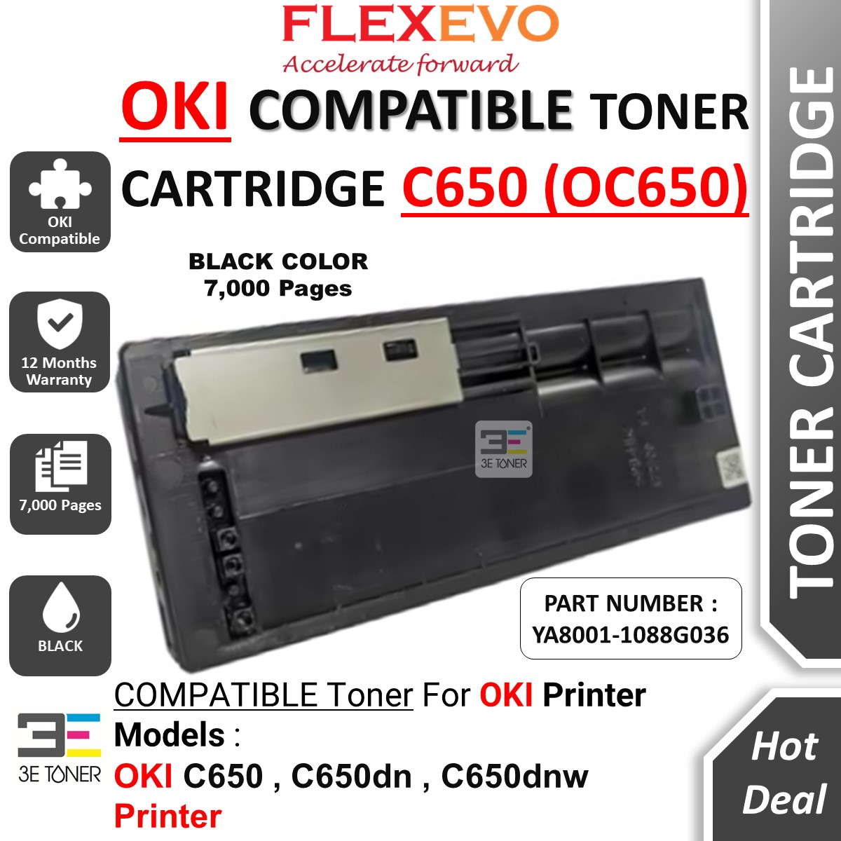 OKI C650 650 OC650 YA8001-1088G036 Toner Cartridge Compatible Black for ...
