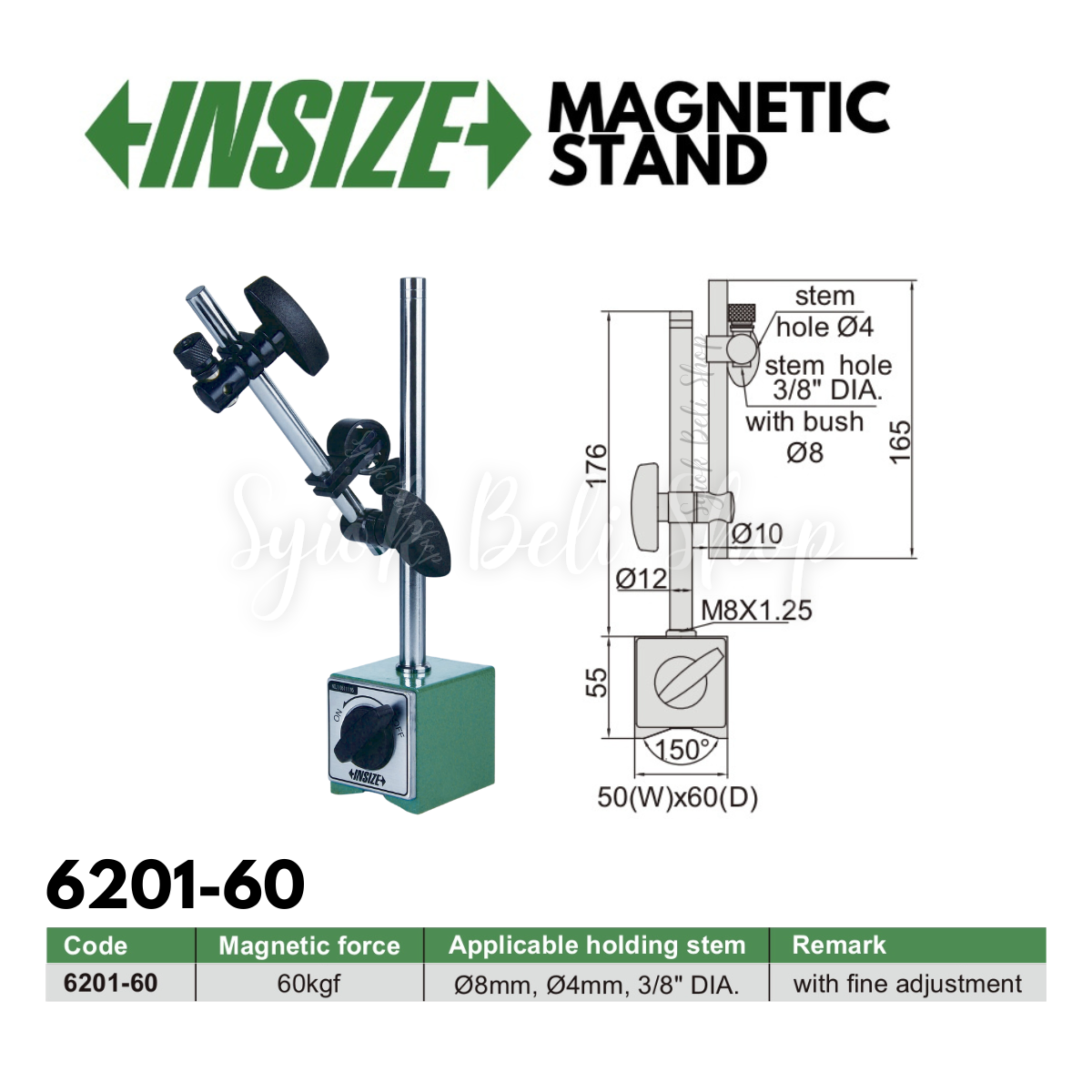 INSIZE 60kgf Magnetic Stand 6201-60 for dial indicator / Universal ...