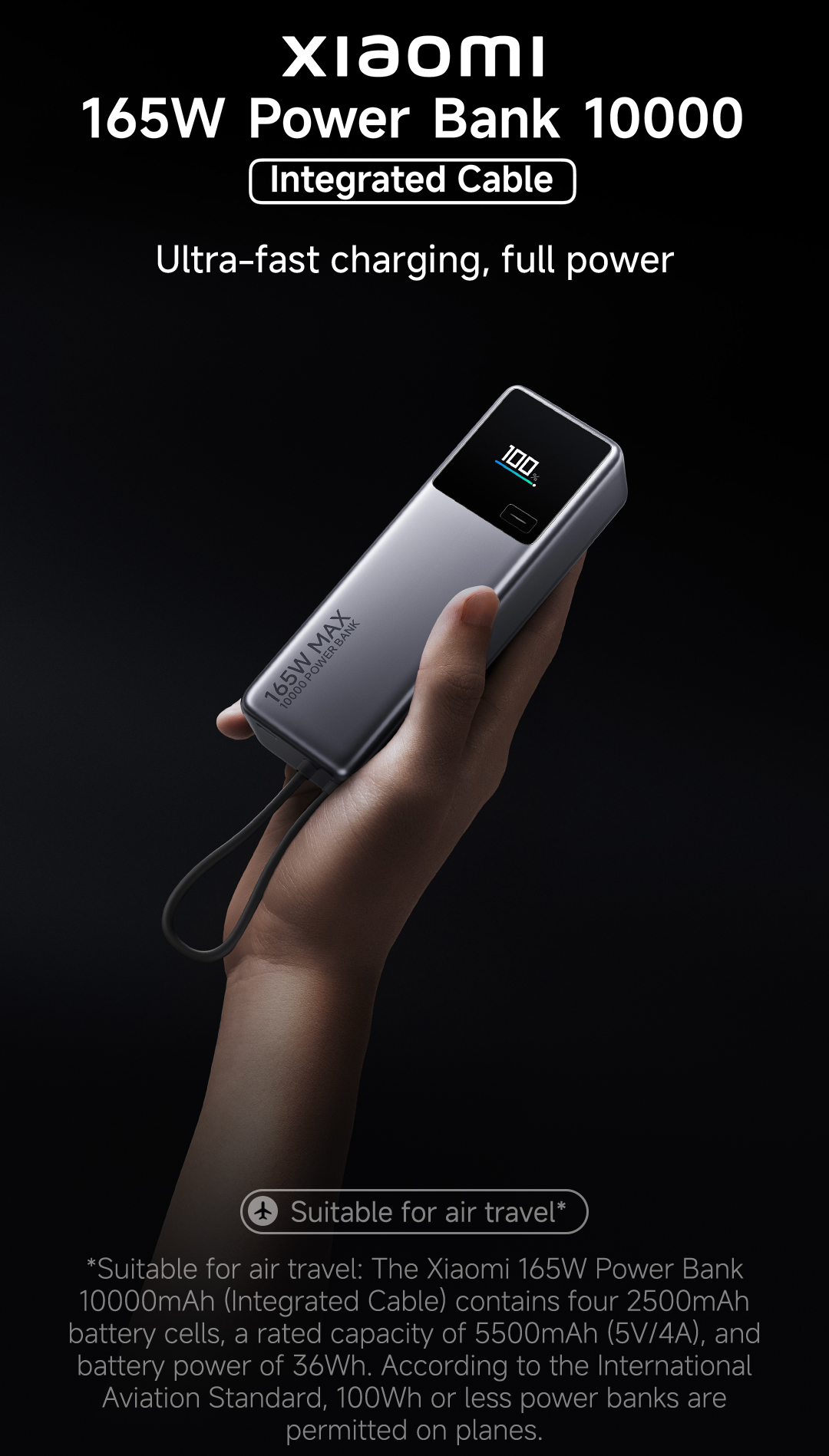 Xiaomi 165W Power Bank 10000 Integrated Cable | Shopee Malaysia
