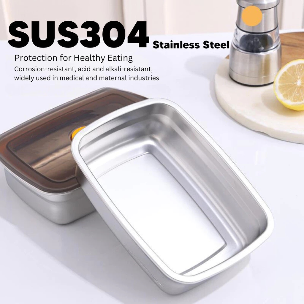 316 Stainless Steel Food Container Box with Lid Lunch Box Stackable ...