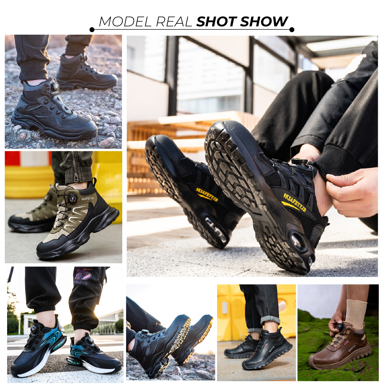 Safety Shoes with Rotating Button work shoes 9195 (BLACK)/818 (BLACK ...