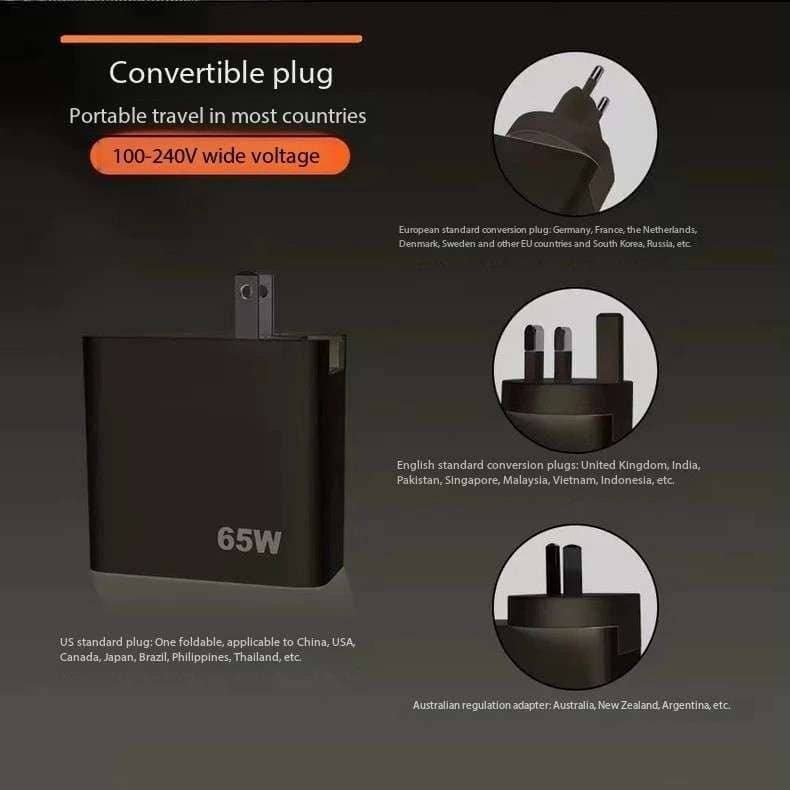 PD3.0 PD130W 130W 65W PD65W GaN International Worldwide Universal Travel multi Plugs Adapter USB ...