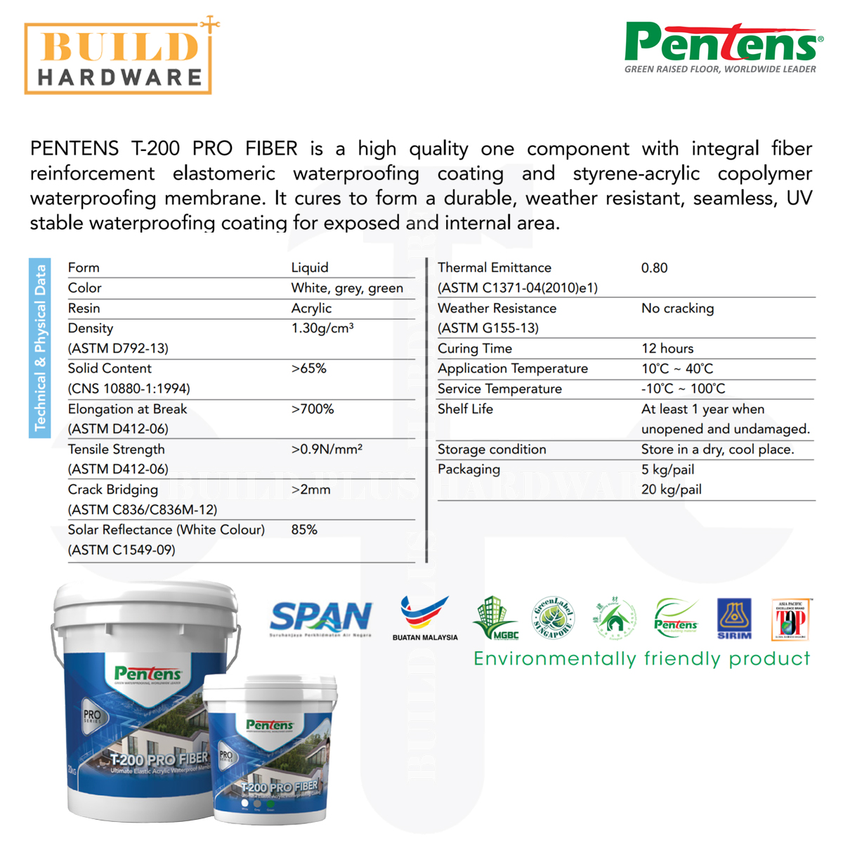 PENTENS T-200 PRO Fiber 20kg Ultimate Elastic Acrylic Waterproofing ...