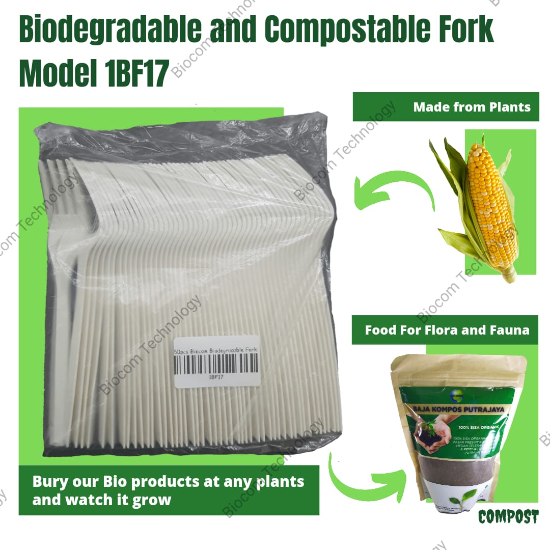50pcs± 2BCF17 Bio Fork Corn Starch 17cm Disposable Eco Plant Based ...