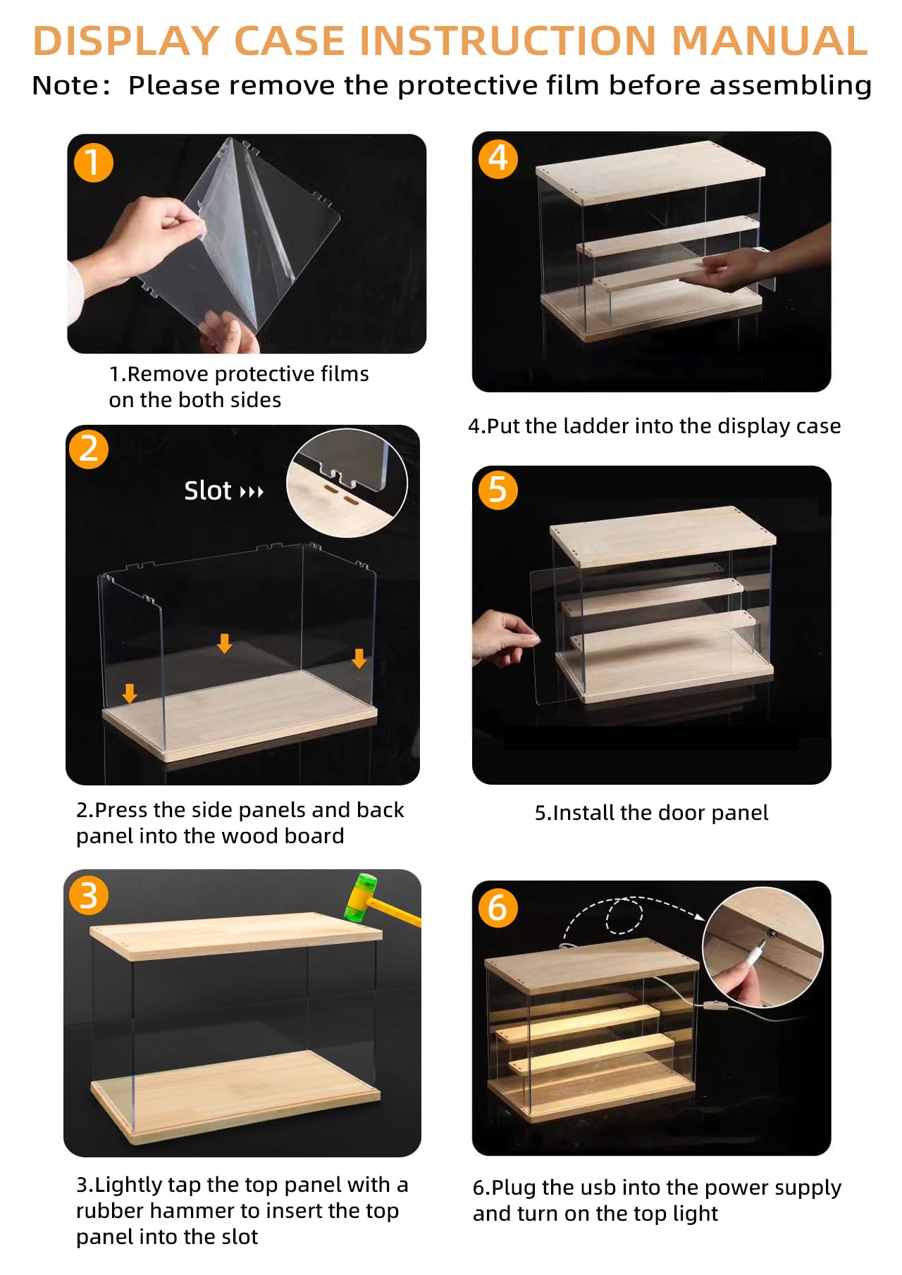Display Box Clear Acrylic Display Case Stand with LED Light Storage Box ...