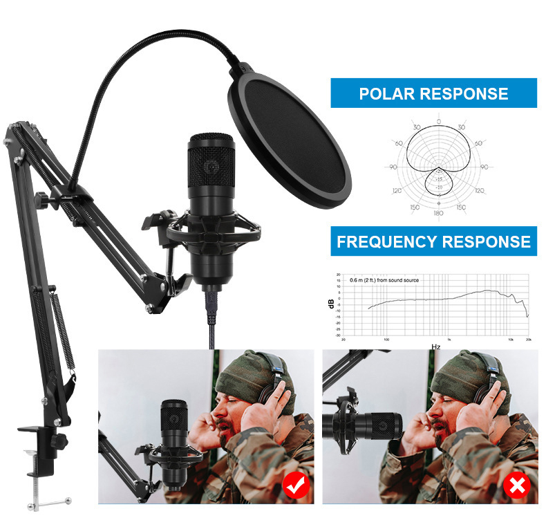 Professional BM800 Condenser Microphone Kit For Radio Braodcasting PC ...