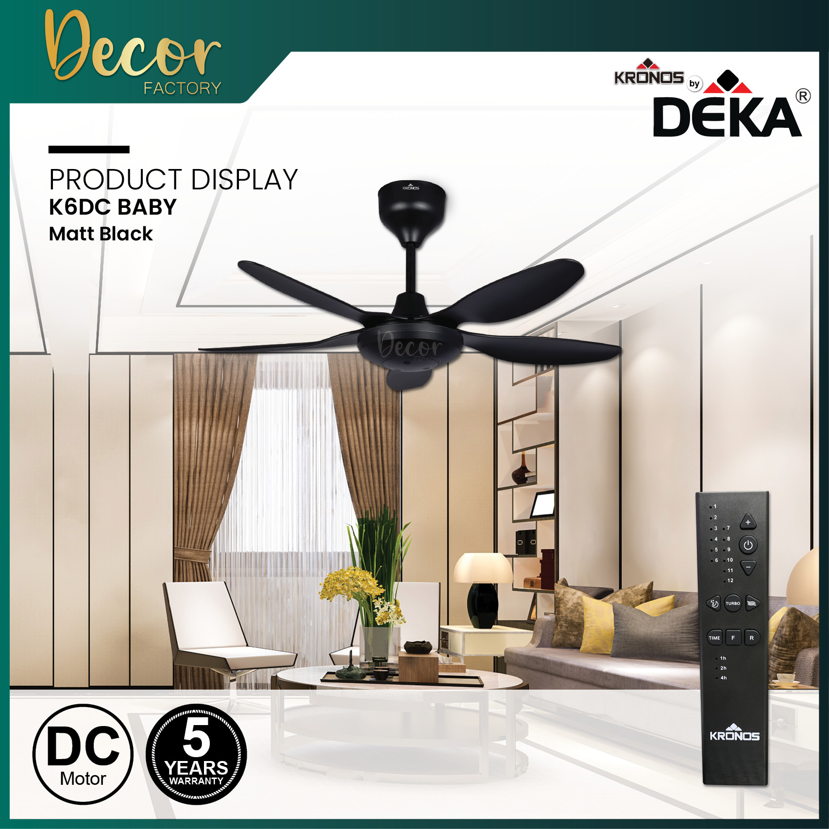 DEKA KRONOS K6DC 56" K6DC BABY 40" 5 Blades 24 Speeds + Reverse DC ...
