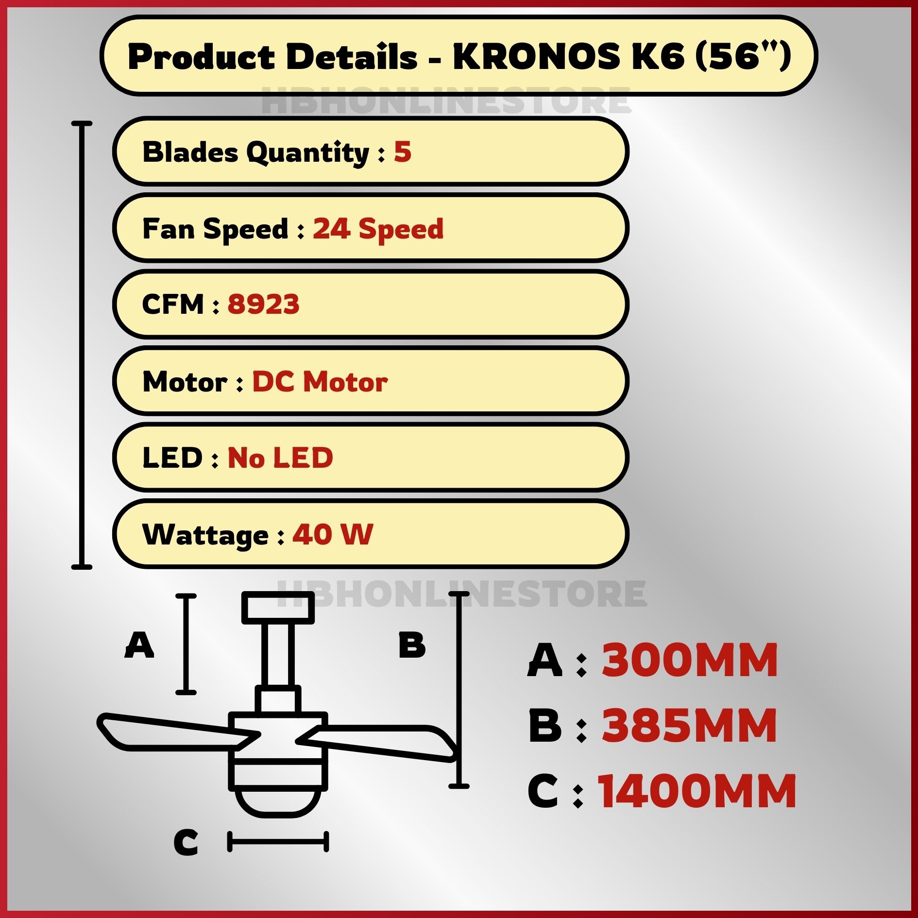 (Free Gift) Deka | Kronos K6 | 56" 40" 5 Blades DC Motor 24 Speed ...