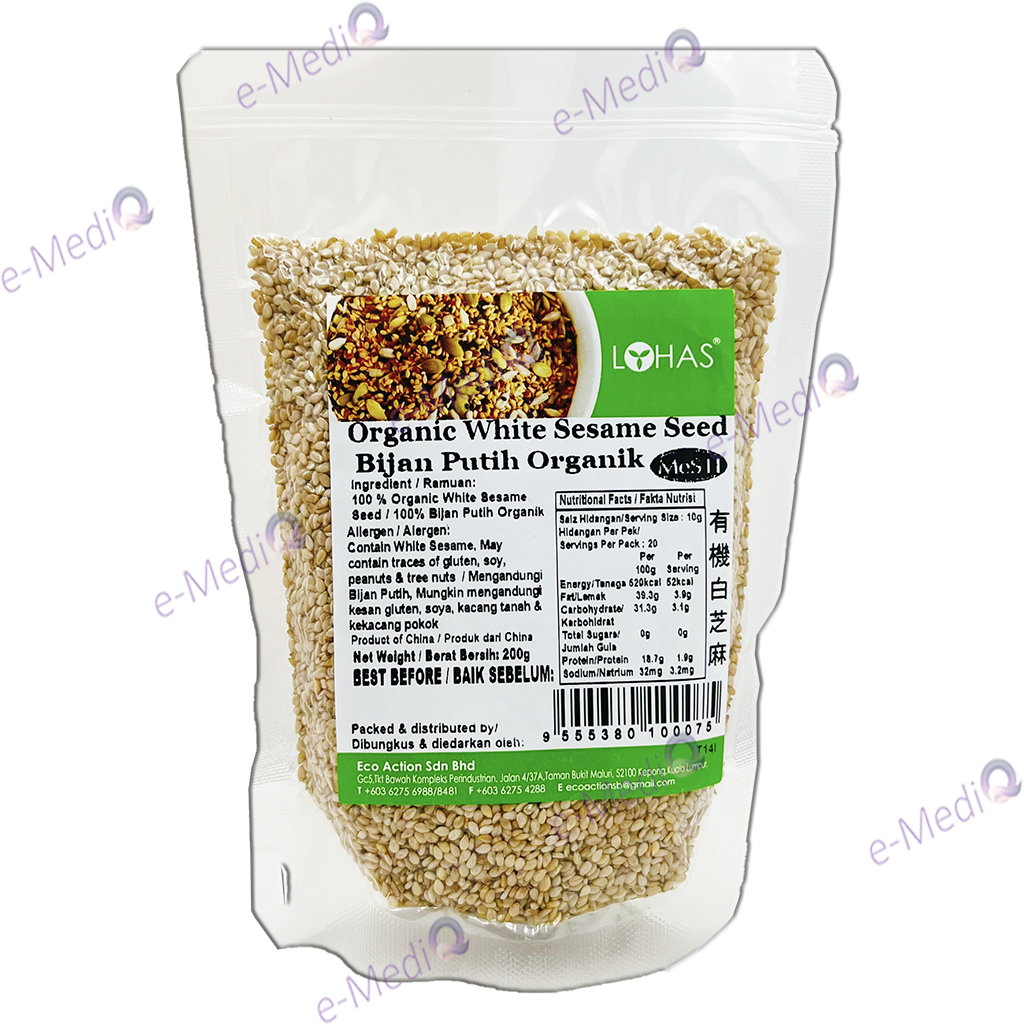 Lohas Organic Raw White Sesame Seed 200GM [Vacuum Packed] Bijan Putih ...