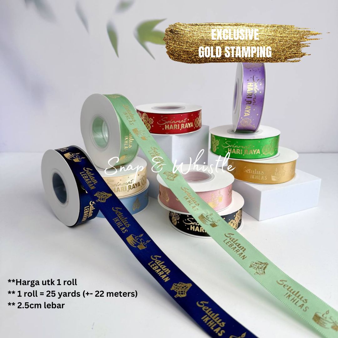 [NEW] 1 Roll 25 Yards Reben Selamat Hari Raya Ribbon Decoration Gift ...