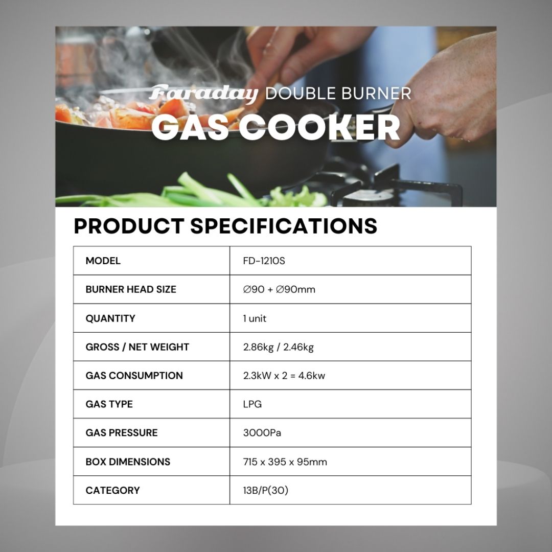 KHIND GAS COOKER GC6010 / PHISON PGC-310 / MILUX YS-3039SS / FARADAY FD-1010B / FD-1210S / FD ...