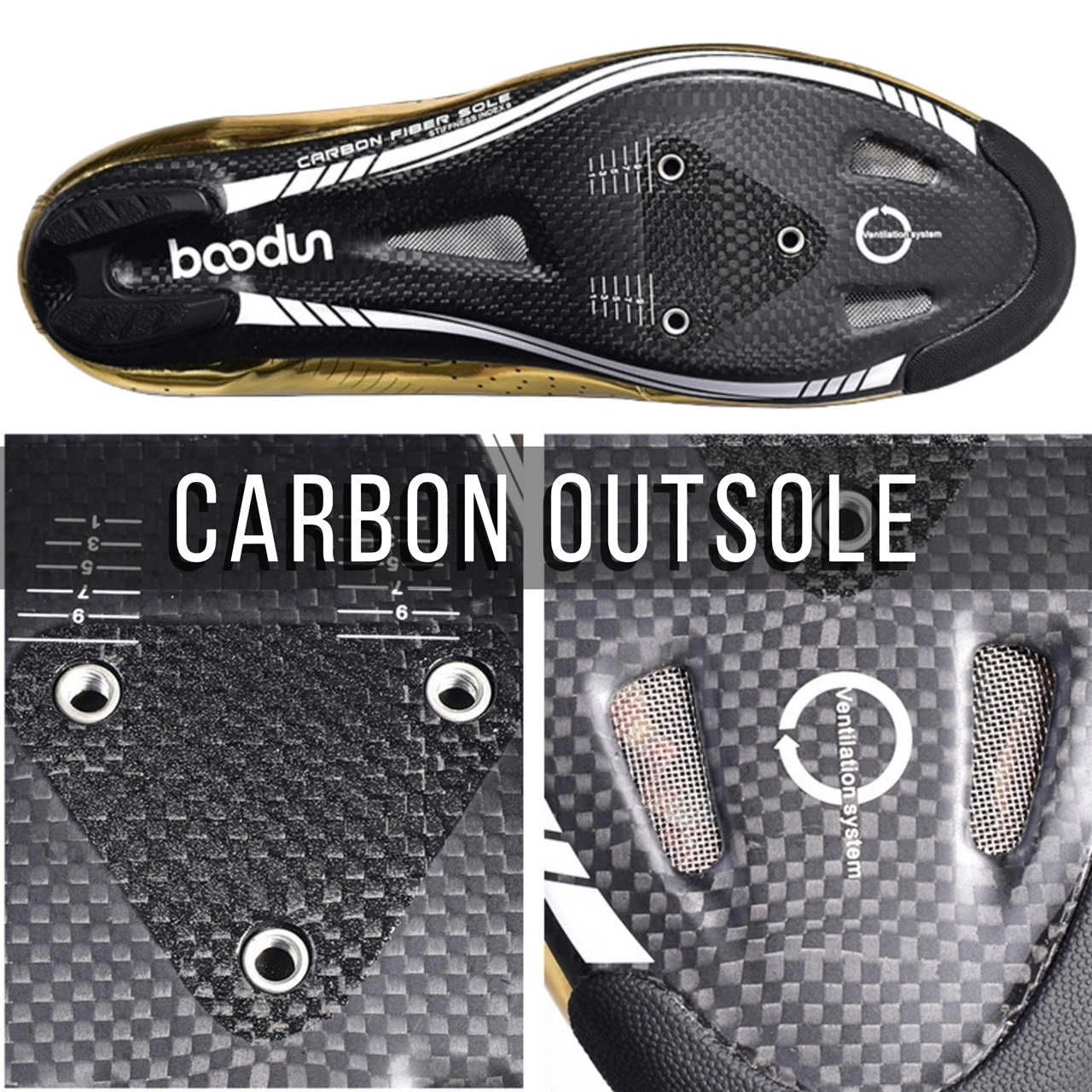 🔥Ready Stock🔥Boodun Carbon RB SPD Road Cycling Shoe Bicycle Shoes Road Bike Cleat Shoes Gold ...